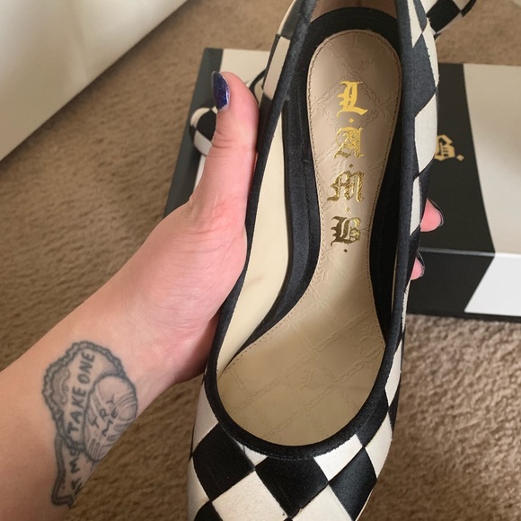 L.A.M.B. | Shoes | Lamb Rare Black White Checkered Heels Rare | Poshmark